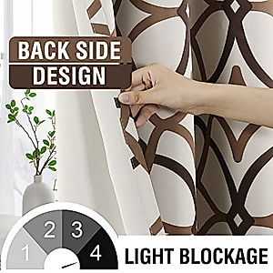H.VERSAILTEX Blackout Curtains Printed Design 84 Inch Length 2 Panels Set Thermal Insulated Curtains for Bedroom Living Room Geometric Modern Grommet Window Drapes - Taupe and Brown
