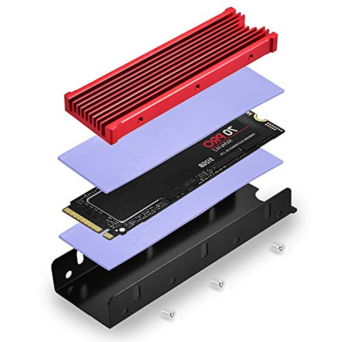 M.2 2280 SSD Heatsink, PCIE NVME or SATA M.2 2280 SSD Double-Sided Heat Sink, M.2 SSD Heatsink for PS5/ PC, Support Samsung 990 980 Pro & WD Black SN770 SN850 - Red
