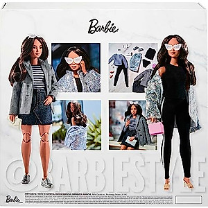 Barbie Signature @BarbieStyle Fully Poseable Fashion Doll (11.5-in Brunette, Curvy) with 2 Tops, Skirt, Pants, Coat, Jacket, 2 Pairs of Shoes & Accessories, Gift for Collector