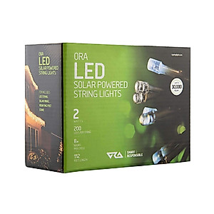 ORA LED Solar Powered String Lights, 200 LED’s, 112 ft., Waterproof, Dusk/Dawn Sensor, Perfect for Holiday, Christmas, Indoors, Outdoors, Home, Garden, Lawn, Patio, Wedding, Decorative Landscape