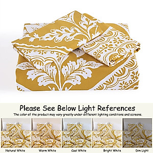 Bedduvit Yellow Damask Duvet Cover Queen Size - 100% Cotton Queen Fluffy Duvet Cover Set, Breathable Soft Paisley Pattern Bedding Comforter Cover with Zipper Closure & 8 Ties, 90"x90"