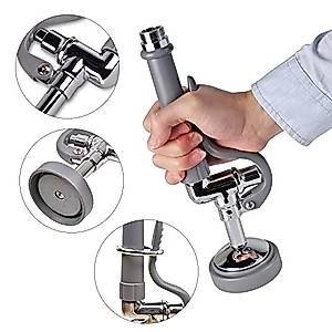 JZBRAIN Pre Rinse Spray Valve Commercial Faucet Sprayer Head 1.42 GPM High Pressure Dish Sprayer Nozzle with Hand Pull Down Sprayer Chrome Brushed (Gray)