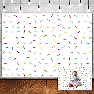 Sendy 7x5ft Donut Birthday Party Backdrop Grow Up Baby Sprinkle Decorations Happy First Newborn Shower Banner Bright Confetti Background Portrait Photo Shoot Studio Props, white,color