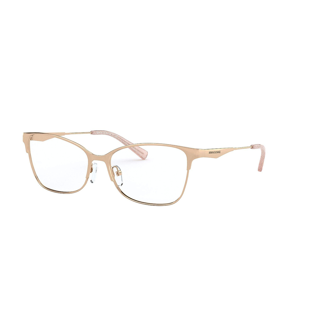 A|X ARMANI EXCHANGE Women's AX1040 Cat Eye Prescription Eyewear Frames, Shiny Rose Gold/Demo Lens, 54 mm