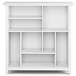 SIMPLIHOME Amherst SOLID WOOD 44 inch Wide Transitional Multi Cube Bookcase and Storage Unit, Rectangle in White