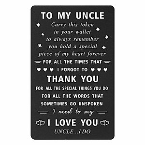 ENGZHI Uncle Metal Wallet Card - I Love You Uncle...I Do - Uncle Birthday Gifts from Niece Nephew, Christmas