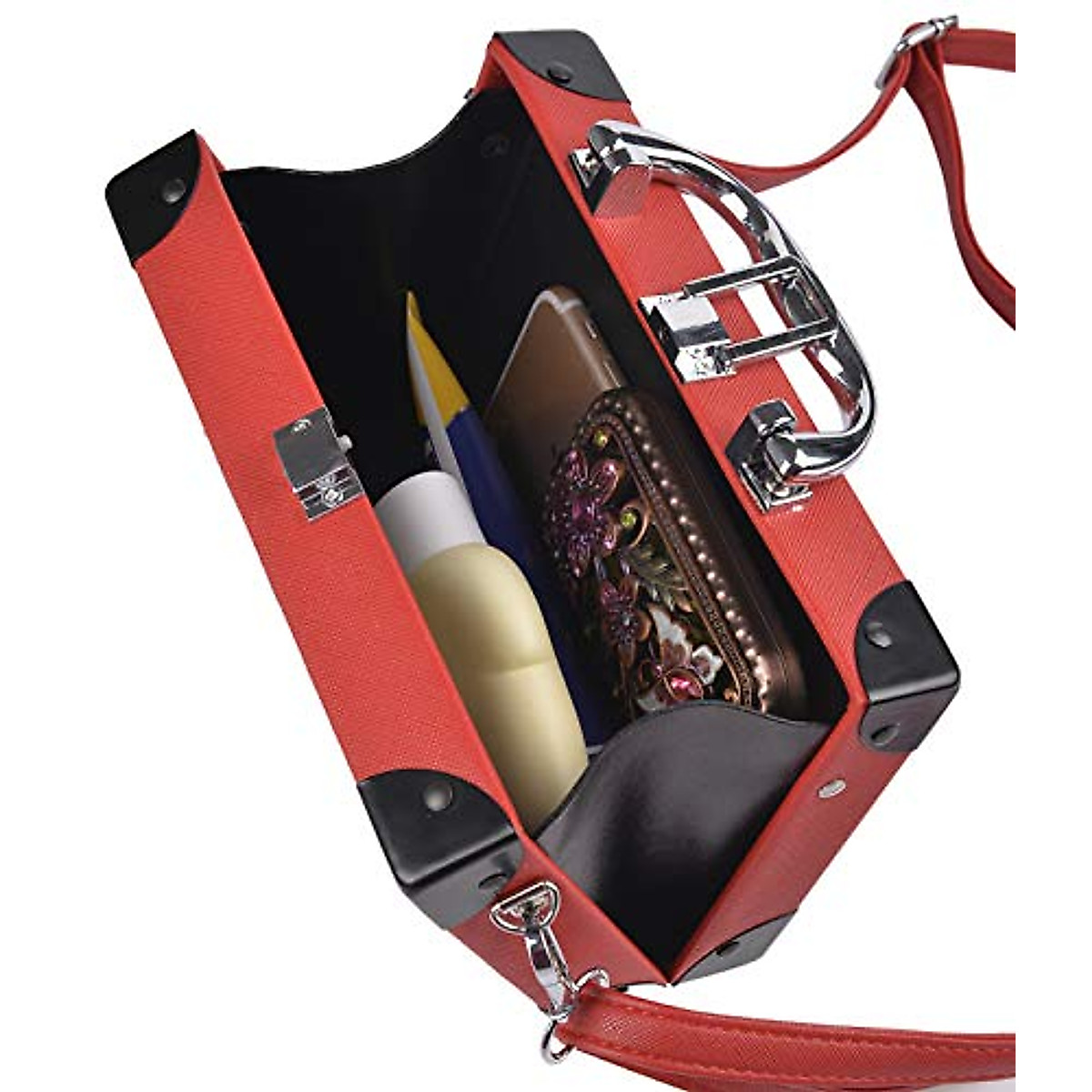 QZUnique Tape Shaped Shoulder Bag Radio Recorder PU Crossbody Bag Women's Retro Evening Bag Handbag Clutch Purse