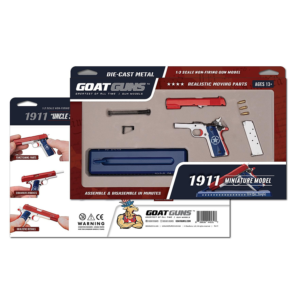 GOAT GUNS Miniature 1911 USA Model | 1:2.5 Scale Diecast Metal Build Kit
