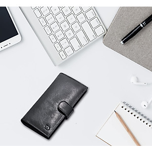 ESTALON Leather Checkbook Cover for Men & Women - Duplicate Checks - RFID Blocking - Slim Wallet with 5 Card Holder Slots - Personal & Business Checks - Standard Register - Gifts for Him, Her