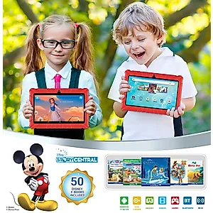 Contixo Kids Tablet V8, 7-inch HD, Ages 3-7, Toddler Tablet with Camera, Parental Control - Android 11, 16GB, WiFi, Learning Tablet for Children, 50+ Disney Storybooks Apps and Kid-Proof Case, Red