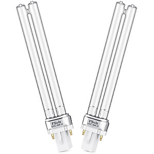 Kittmip 2 Pieces UV UV-C Light Bulbs 9W G23 Base Replacement Bulb for Outdoor Pond Clarifier Lamp Compatible with UVE9 CF400 CF500 UVCP-9 JUP-01 303B 304B D200 R18 R18D R2000