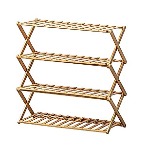 Maydear Foldable Multi Tier Bamboo Shoe Rack, Multifunctional Shoe Shelf Free Standing Shoe organizer-4 Tier