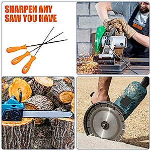 Chainsaw Chain Sharpening File Chainsaw Sharpener File Round Sharpening File Steel Chainsaw File with Plastic Handle for Chainsaw (3, 5/32, 7/32, 3/16 inch)