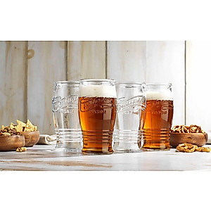 Glaver's Pilsner Glasses 16 Oz. Beer Glasses, Set Of 4 Tall Original Mason Glasses, Wheat Beer Pint Glasses, Drinking Cups For Juice, Smoothies, Beverages, Cocktail Drinkware, Dishware Safe.