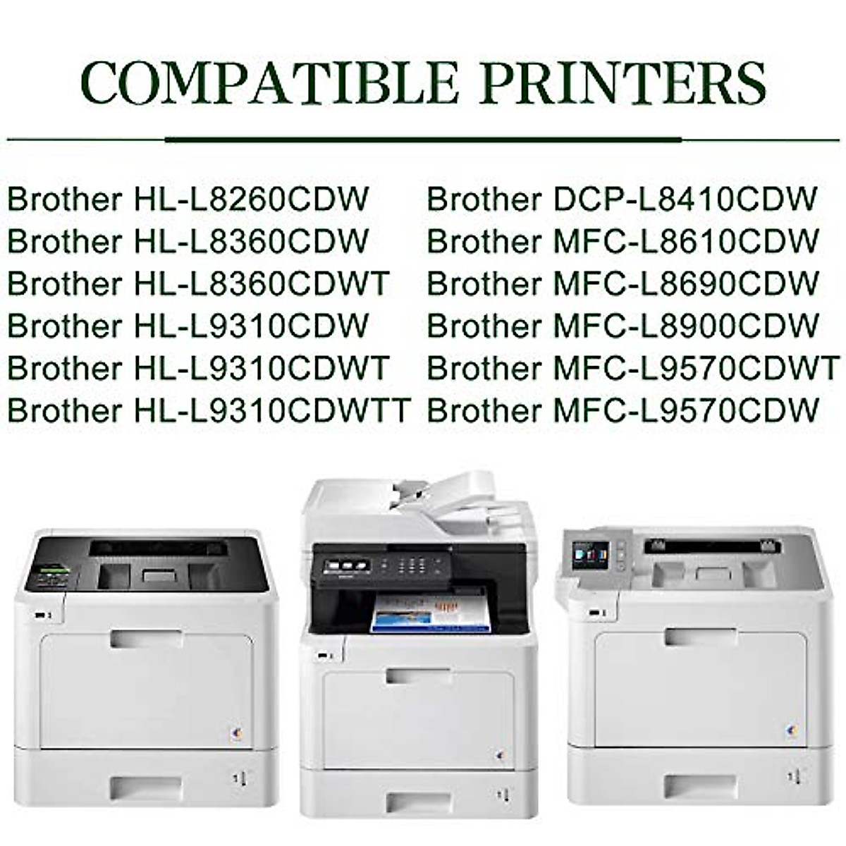 4-Pack (Black Cyan Magenta Yellow) TN431 TN431BK TN431C TN431M TN431Y Compatible Toner Cartridge Replacement for Brother HL-L8360CDWT L9310CDWTT DCP-L8410CDW MFC-L9570CDWT L9570CDW Toner Cartridge