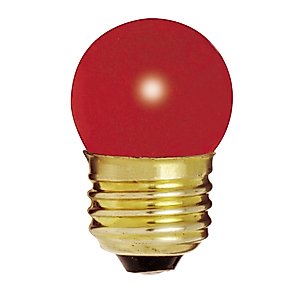 Satco S4511 120V 1/Card Medium Base 7.5-Watt S11 Incandescent Lamp, Ceramic Red