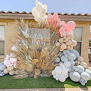 Boho Balloon Arch Pink And Blue Balloons For Gender Reveal Baby Shower White Dusty Light Nude Retro Apricot Decorations Kit Garland