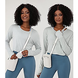 ODODOS Unisex Crossbody Bag with Removable Small Pouch Adjustable Belt Bag for Cell Phone Travel Workout Running Hiking, White