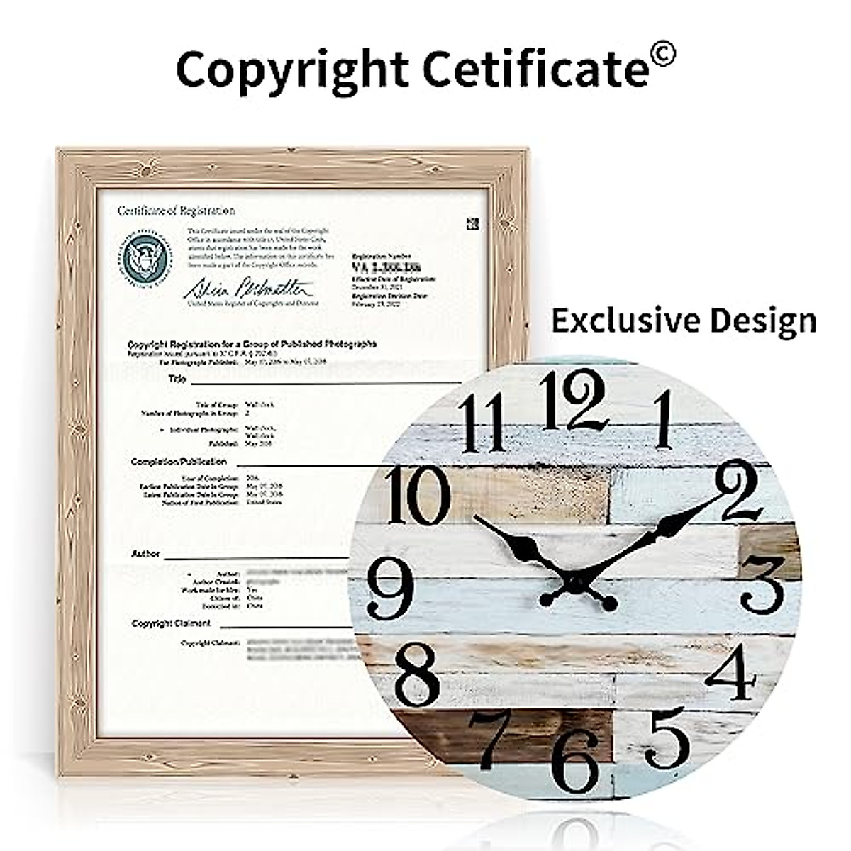 KECYET Wall Clock - 10 Inch Silent Non-Ticking Wooden Clocks Battery Operated - Country Retro Rustic Style Decorative for Living Room, Kitchen, Home,Bathroom, Bedroom, Laundry Room