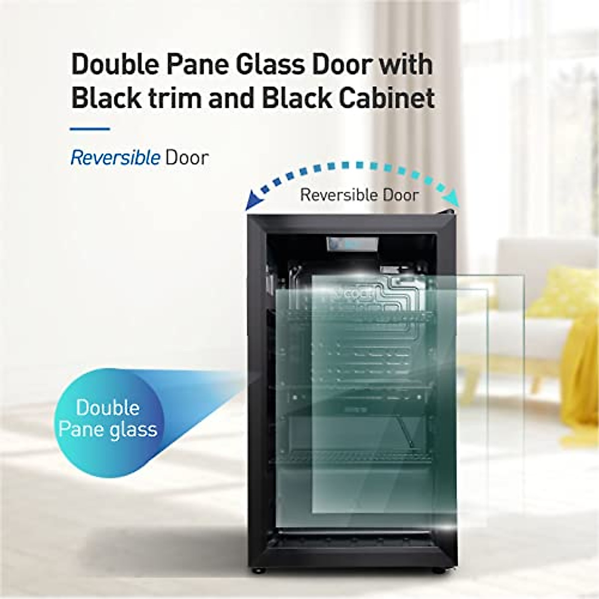 Commercial Cool Beverage Cooler, 3.6 Cu. Ft. Capacity, Drink Fridge with 3 Adjustable Shelves & Temperature Control, Mini Beverage Fridge Holds up to 109 Cans