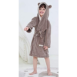 Baby Unisex Plush Animal Hooded Robe for Toddler Multicolored Sleepwear,Bear 3T