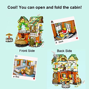 Seyaom Folding Fairy Tale Series House Building Sets, DIY Building Block Creative Construction Play Set,Forest Cabin/Dwarf Cabin Bricks Model Set, for Teens Boys Girls (Dwarf Cabin)