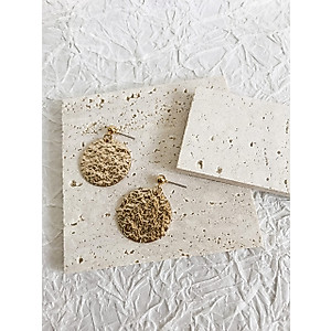 JustMoMoMin Hammered Round Disc Dangle Earrings Polished Circle Drop Earrings for Women Jewelry (Gold)