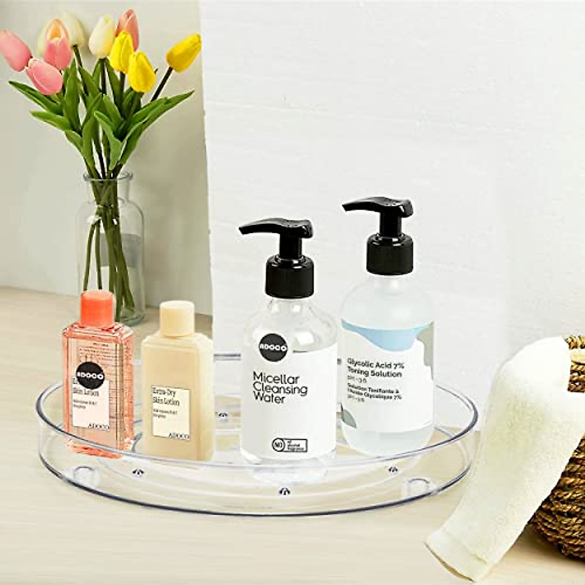 2 Tier Lazy Susan Bathroom Organizer with 2 Pack Lazy Susan