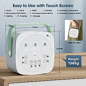 Double Electric Breast Pump for Breastfeeding Hands Free Pumping with Touchscreen LCD Display 12 Levels Hospital Grade Super Quiet Breast Milk Extractor,1 Wearable Nursing Bras & 2 PP Nursing Bottle