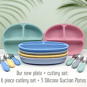 Elk and Friends Kids Silverware with Silicone Handle | Childrens Safe Flatware | Toddler Utensils | Baby Spoons + Forks | Stainless Steel Cutlery