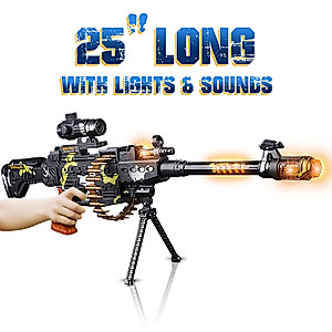 ArtCreativity Toy Gun with Scope, Stand and Realistic Sound Effects - Military Toy for Boys Aged 8-12