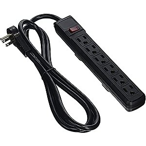 eDragon Surge Protector, Flat Rotating Plug, 6 Outlet, Black Horizontal Outlets, Plastic, Power Cord 15 Feet, Computer Surge Protector, (ED70449)