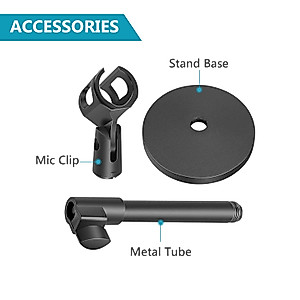 Neewer Stable Desktop Mic Stand with Black Iron Base, Mic Clip and 5/8" Male to 3/8" Female Screw for Blue Yeti Snowball Spark & Other Microphone