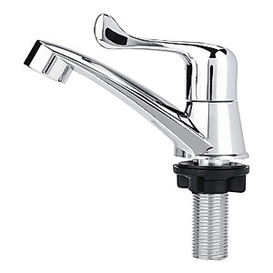 Basin Single Cold Faucet, Chrome Finished Plastic Single Cold Faucet Water Tap for Bathroom Basin Kitchen Sink - G1/2 Interface - 1/4 Turning Opening(2)