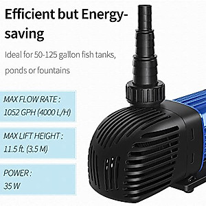 Uniclife Aquarium 24 V DC Quiet Return Pump with Controller 1052 GPH Submersible and Inline Water Pump with Feeding Mode and Memory Function for Fish Tank Pond Fountain and Sump Circulation