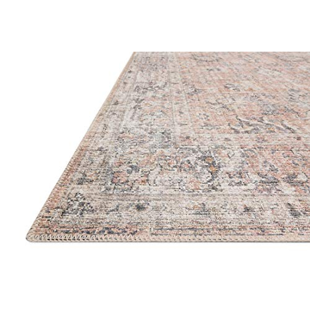 Loloi II Skye Collection SKY-01 Blush/Grey 2'-0" x 5'-0", 13" Thick, Accent Rug, Soft, Durable, Vintage Inspired, Distressed, Low Pile, Non-Shedding, Easy Clean, Printed, Living Room Rug