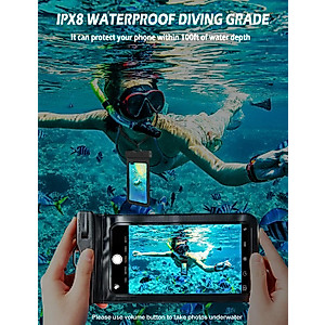 KUXNGUYI Waterproof Phone Pouch [2-Pack with Lanyard],Universal IPX8 Diving Grade Underwater Case,HD Touch Large Cellphone Protector Waterproof Dry Bag Up to 7.2"