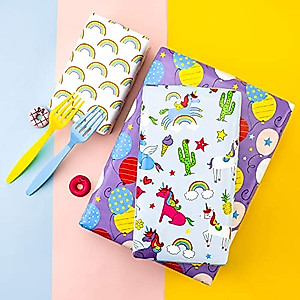 MAYPLUSS Birthday Wrapping Paper Roll - Mini Roll - 17 inch X 120 inch Per roll - Unicorn Design (42.3 sq.ft.ttl)