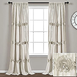 Lush Decor, Neutral Darla Window Curtain Single Panel, 84" x 40"