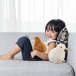 Sratte 2 Pcs Kiwi Bird Plush Toy 7.9 Inch Kiwi Bird Stuffed Animal Soft Toy Lifelike Furry Cute Plush Fluffy Doll Gift for Boy Girl Teens Adults Birthday Holiday Present, White and Brown