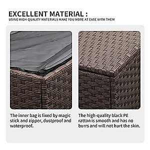 Valita Outdoor Wicker Storage Box, Big Size,Resin Brown Rattan Deck Bin with Lid, 150 Gallon,Water-resistant Liner Container for Patio Gardening Tools, Cushions, Pool Accessory,Pillows