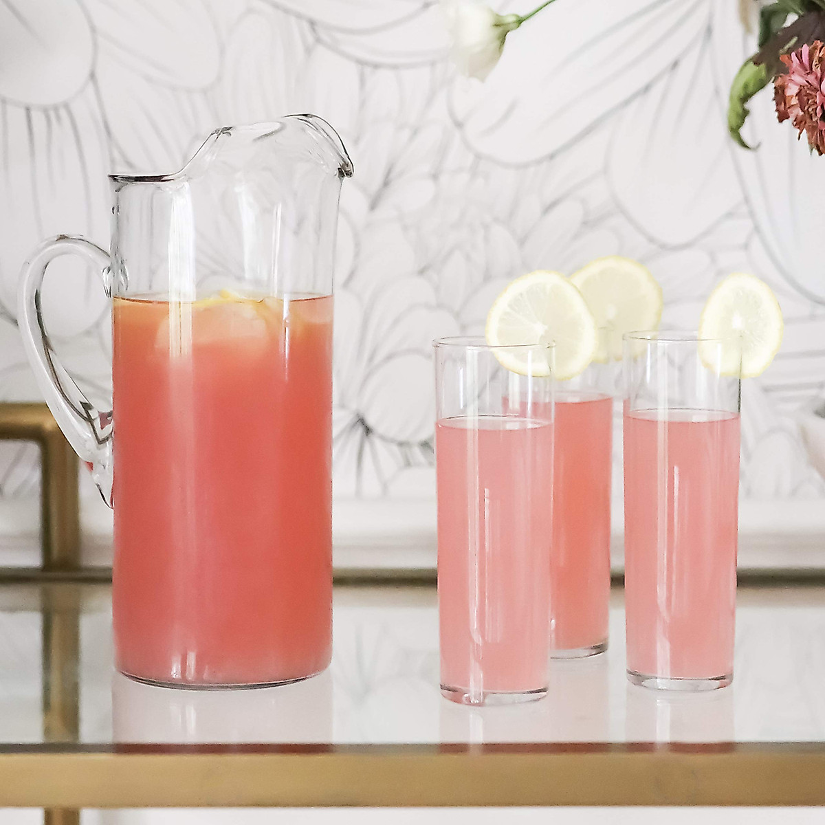 Libbey Modern Bar Boozy Brunch Entertaining Set with 6 Highball Glasses and Pitcher