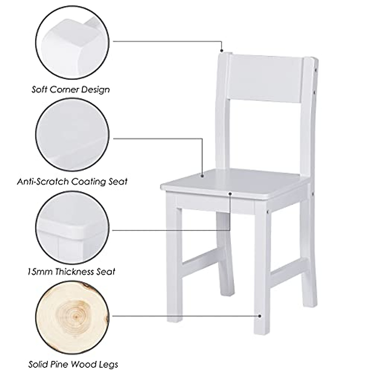 UTEX Kids Study Desk with Chair, Wooden Children School Study Table with Hutch and Chair for 3-8 Years Old, Student's Study Computer Workstation & Writing Table for Home School Use,White