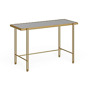 Henn&Hart 48" Wide Rectangular Desk in Brass, Laptop Desk, Computer Desk, Home Office