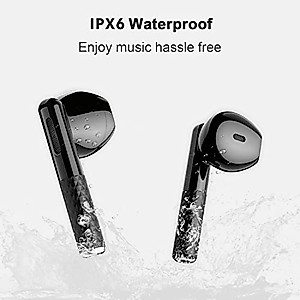 FEANS True Wireless Earbuds, Bluetooth 5.3 Noise Cancelling Headphones with Microphone, Waterproof Stereo Earphones Touch Control Headset with Deep Bass for iPhone/Android (Black)