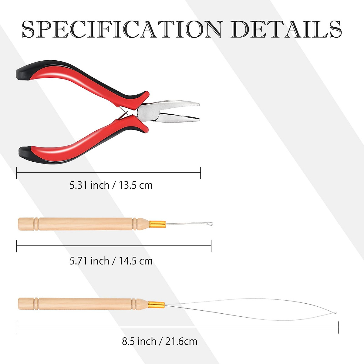 Neitsi 3pcs Kit for Micro Link Hair Feather Extensions: Pliers, Micro Pulling Needle, and Loop Threader