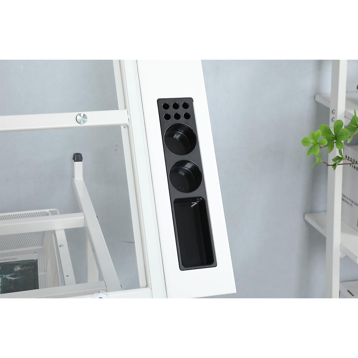 Tzou Drafting Printing Table with Chair 0-75° 31.5"-49.5" Adjustable Height Tempered Glass Drawing Table for Office School Artists Architects White