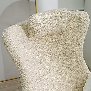 Morhome Upholstered Nursery Rocking Chair-Comfy Glider Rocker with Padded Seat, High Backrest, and Armrests for Living Room Bedroom Offices, Beige