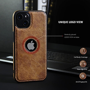 Razstorm Unique Design Luxury Leather Business Phone Case for iPhone 13 Mini Anti-Slip Scratch Resistant Ultra Slim Protective Case (2021,5.4”) (Brown)