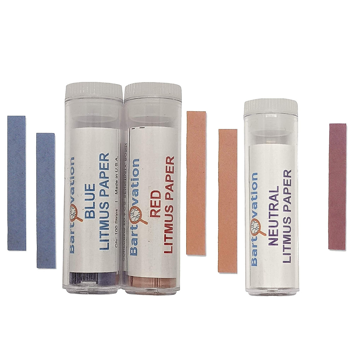 Red, Blue, & Neutral Litmus Paper Acid/Base pH Indicator Strips Combo Pack with 300 Strips | Qualitative No Color Chart Tests